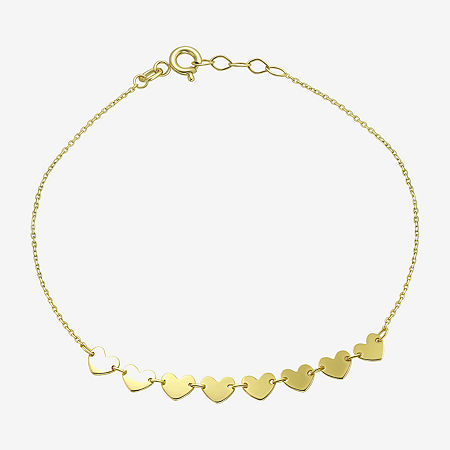 Click here for Womens 10K Gold 7.25 Inch Solid Link Heart Chain B... prices