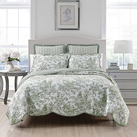 Click here for Laurel Manor Toile Garden Cotton Quilt  One Size... prices
