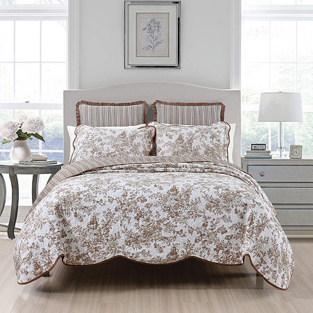 Click here for Laurel Manor Toile Garden Cotton Quilt  One Size... prices
