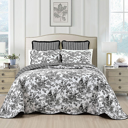 Click here for Laurel Manor Toile Garden Cotton Bedspread  One Si... prices