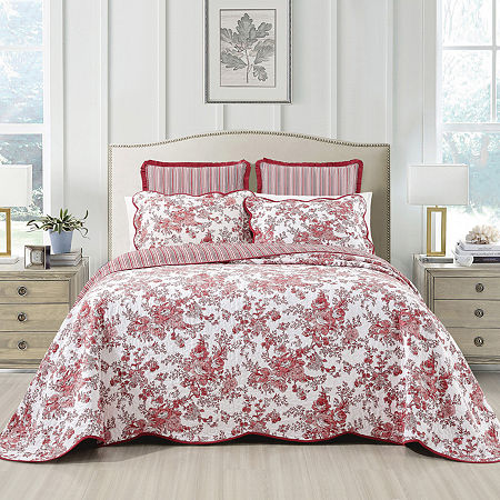 Click here for Laurel Manor Toile Garden Cotton Bedspread  One Si... prices
