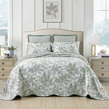 Click here for Laurel Manor Toile Garden Cotton Bedspread  One Si... prices