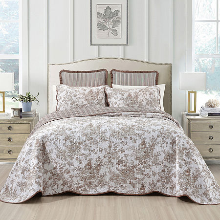Click here for Laurel Manor Toile Garden Cotton Bedspread  One Si... prices