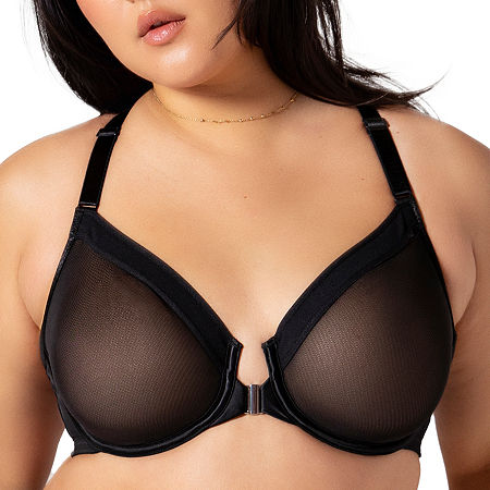 Click here for Curvy Couture Sheer Mesh Front Close Racerback Bra... prices