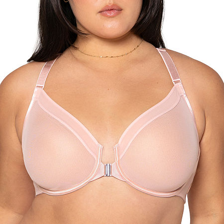 Click here for Curvy Couture Sheer Mesh Front Close Racerback Bra... prices