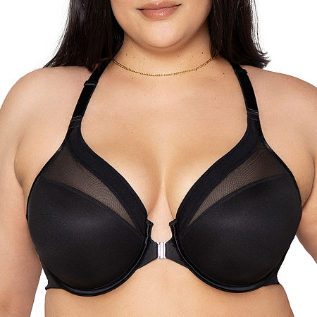 Click here for Curvy Couture Sheer Mesh Front-Close T-Shirt Bra-... prices