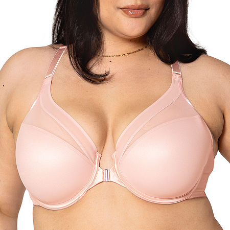 Click here for Curvy Couture Sheer Mesh Front-Close T-Shirt Bra-... prices