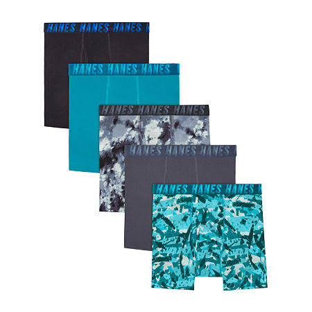 Boys Hanes(R) Moves 5pk. Solid/Camo XTemp(R) Boxer Briefs