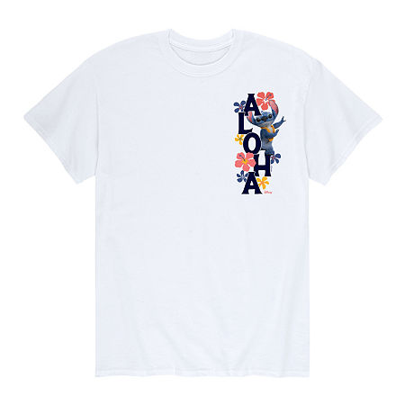 Airwaves Mens Lilo and Stitch Live Action Aloha Short Sleeve T-Shirt - White