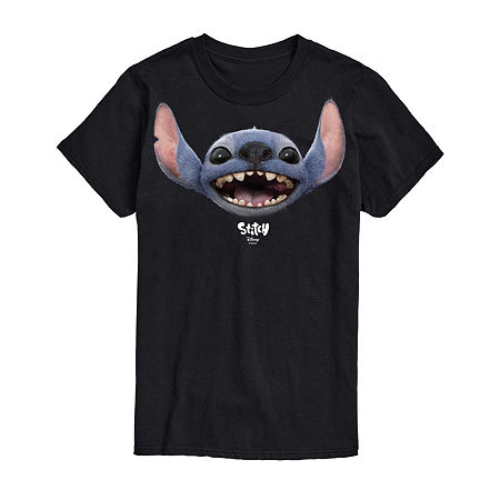 Airwaves Mens Lilo and Stitch Live Action Stitch Face Short Sleeve T-Shirt - Black