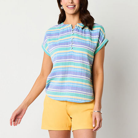 Click here for St. Johns Bay Womens Split Crew Neck Short Sleeve... prices