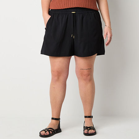 Click here for Stylus Womens Mid Rise Plus Pull-On Short  2x  Bla... prices