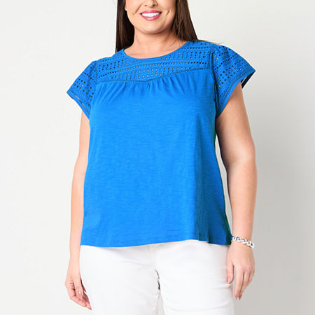 Click here for St. Johns Bay Womens Plus Crew Neck Short Sleeve E... prices