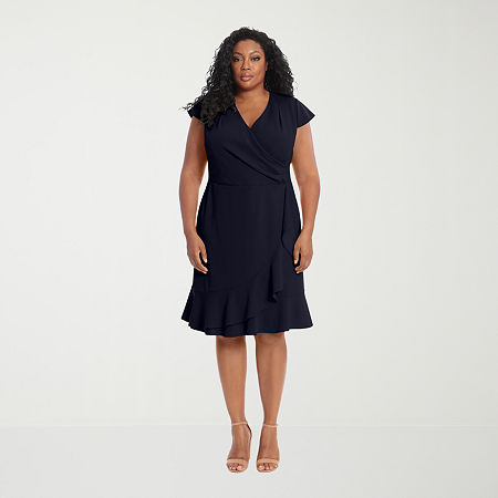 Click here for London Times Womens Plus Short Sleeve Wrap Dress... prices