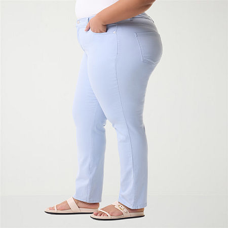 Gloria Vanderbilt Amanda Womens Plus High Rise Stretch Fabric Straight Leg Jean  18w  Blue