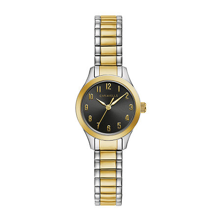 Caravelle Womens Two-Tone Stainless Steel Expansion Bracelet Watch 24mm - Black