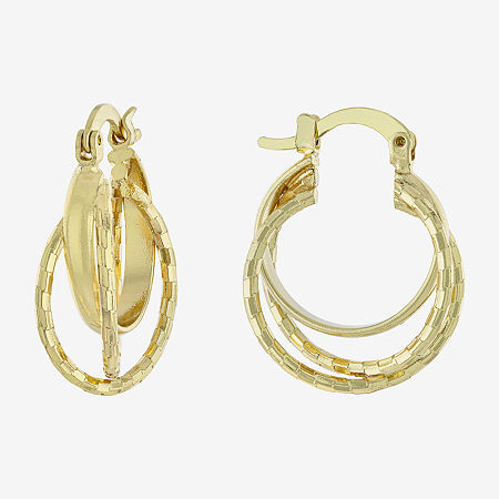 Click here for Silver Reflections 14K Gold Over Brass Hoop Earrin... prices