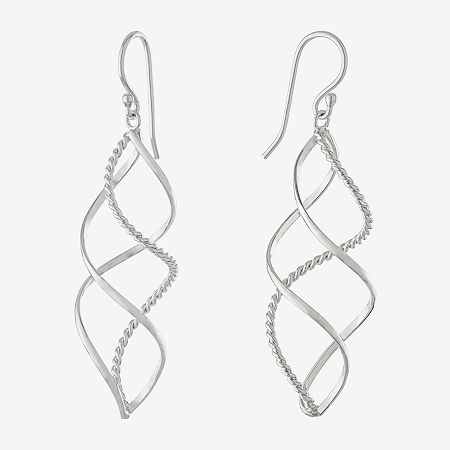 Click here for Athra Fine Silver Plated Textured Twisted Drop Ear... prices