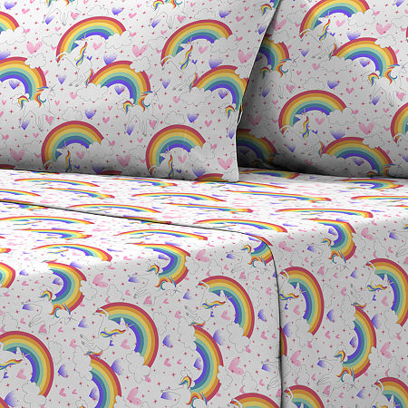 Click here for Dream Factory Unicorn Rainbow 4-Pc. Sheet Set  Ful... prices