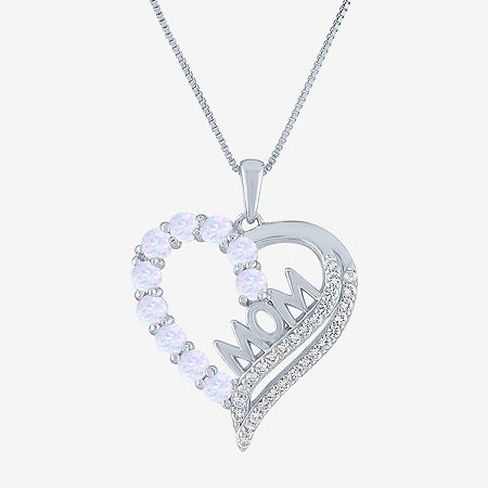 Click here for Mom Womens Lab Created White Opal Sterling Silver... prices