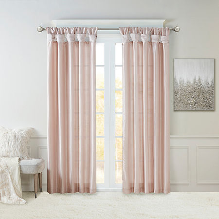 Madison Park Emilia Twist Tab Lined Window Curtain Panel  Single Curtain with Privacy Lining for Bedroom and Living Room  108 inch length Single Curta