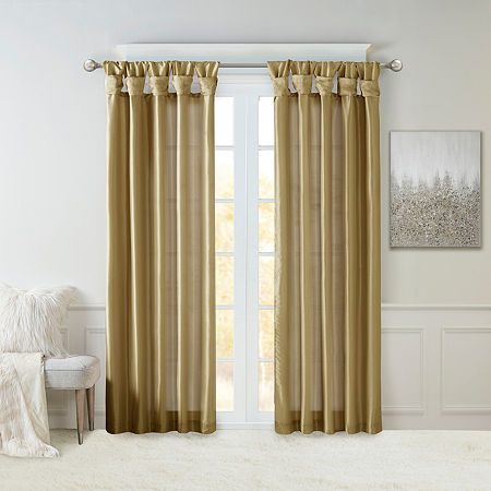 Madison Park Emilia Twist Tab Lined Window Curtain Panel  Single Curtain with Privacy Lining for Bedroom and Living Room  108 inch length Single Curta