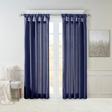 Madison Park Emilia Twist Tab Lined Window Curtain Panel  50W x 120L - Navy