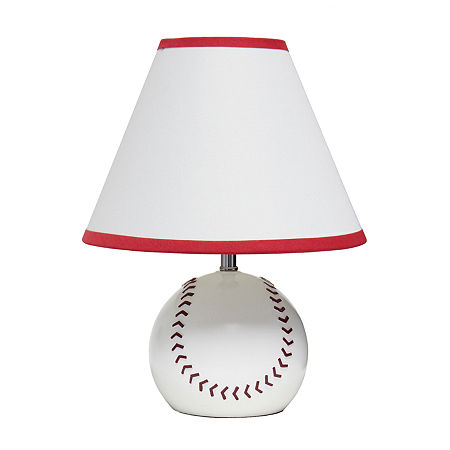 Simple Designs SportsLite 11.5 Tall Athletic Sports Baseball Base Ceramic Bedside Table Desk Lamp - Multi