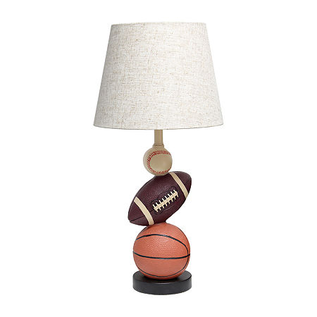 Simple Designs SportsLite 22 Tall Popular Sports Combo Basketball  Baseball  Football Polyresin Table Desk Lamp - Multi