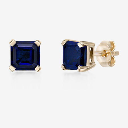 Click here for Lab Created Blue Sapphire 10K Gold 5.5mm Stud Earr... prices