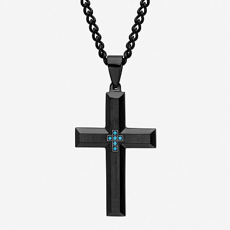 Click here for Mens Color-Enhanced Blue Diamond-Accent Black Ion-... prices