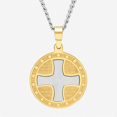 Click here for Mens Two-Tone Stainless Steel Lords Prayer Iron Cr... prices