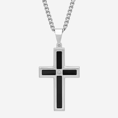 Click here for Mens Diamond-Accent Cross Pendant Necklace  One Si... prices