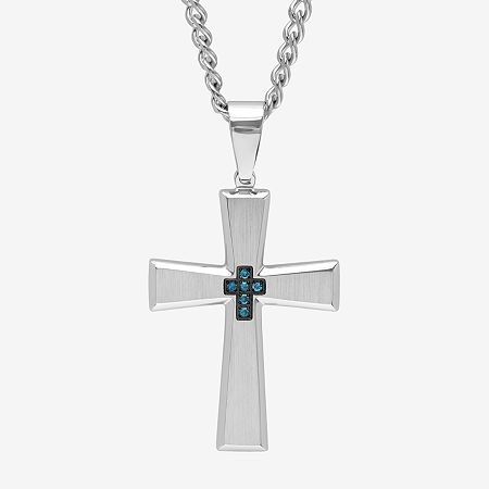 Click here for Mens Diamond-Accent Stainless Steel Cross Pendant... prices