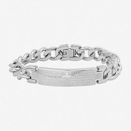 Click here for Mens Stainless Steel ID Bracelet  One Size  White prices