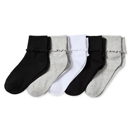 Click here for Thereabouts Little & Big Kid Girls 5 Pair Turncuff... prices