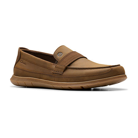 Clarks Mens Collection Flexway Band Shoes - Beeswax leather