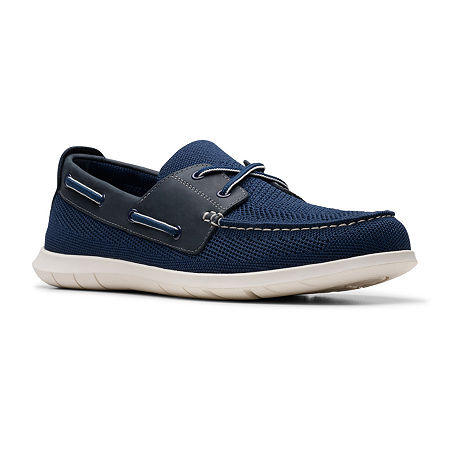 Clarks Mens Flexway Tie Casual Slip On Boat Shoe - Navy combi