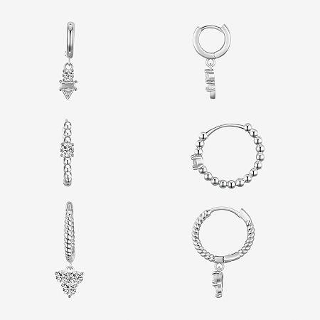 Click here for Silver Reflections Womens Cubic Zirconia 3 Pair Ea... prices