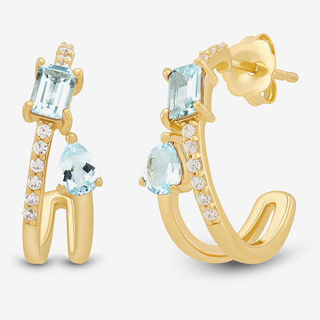 Click here for Womens Genuine Blue Aquamarine 14K Gold Over Silve... prices