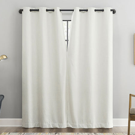 Aldwin Slub Texture Magnetic Closure 100 Blackout Grommet Curtain Panel - Pearl
