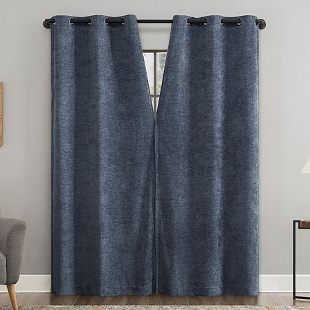 Isidora Velvet Magnetic Closure 100 Blackout Grommet Curtain Panel - Indigo blue