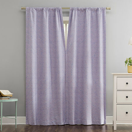 Sylo Generation Contrast Slub Magnetic Closure 100 Blackout Rod Pocket Curtain Panel - Lavender