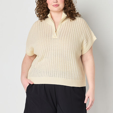 Click here for Stylus Plus Womens Mock Neck Short Sleeve Pullover... prices