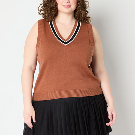 Click here for Stylus Womens V Neck Plus Sweater Vest  2x  Orange prices