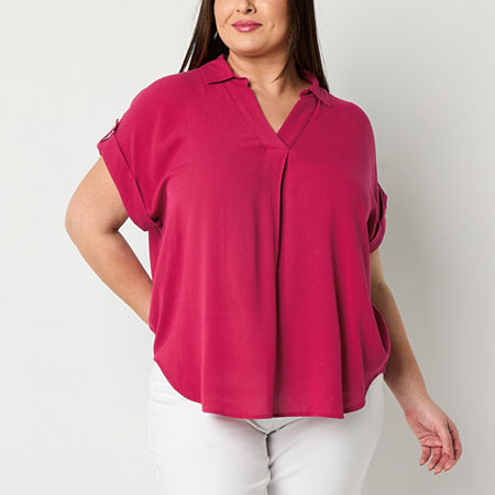 Click here for Liz Claiborne Womens Plus V Neck Short Sleeve Blou... prices