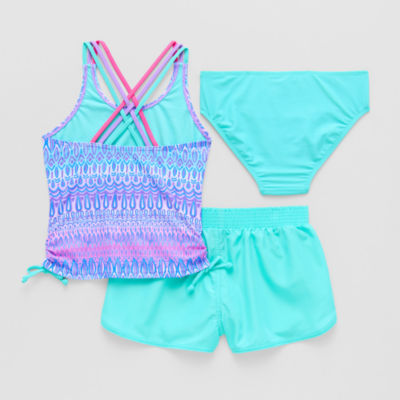 ZeroXposur Big Girls Ombre 3pc Tankini Set, Color: Calypso - JCPenney