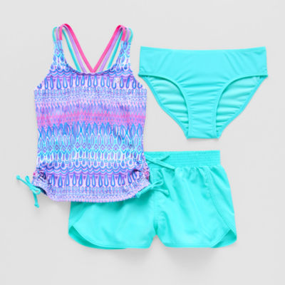 ZeroXposur Big Girls Ombre 3pc Tankini Set, Color: Calypso - JCPenney