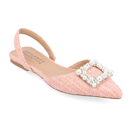 Journee Collection Womens Hannae Embellished Slingback Flats - Pink