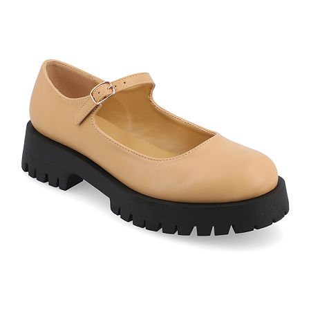Journee Collection Womens Kamie Lug Sole Mary Jane Flats - Tan